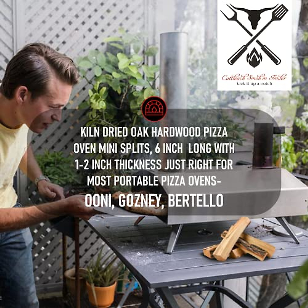 Cattleack Smok'in Tinder Oak Kiln Dried Pizza Oven Wood, 6" Length Mini Splits for Portable Wood Fired Pizza Ovens, Approximately 15 lb, Firewood Kindling, Fire Starter, Fireplace, Campfires, BBQ