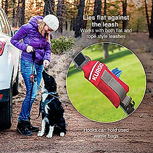 Kurgo Duty Bag for Dogs, Refillable Dog Poop Bag Dispenser,Dispenser with Dog Waste Bags, Attaches to Any Leash, Machine Washable,Convenient Hook for Used Waste Bags,Barn Red/Chili Red, (Pack of 1)