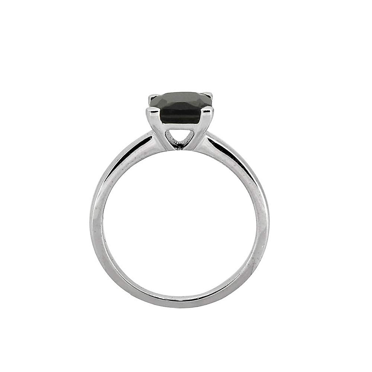 YoTreasure 1.82 ct Black Spinel Solid 925 Sterling Silver Solitaire Ring