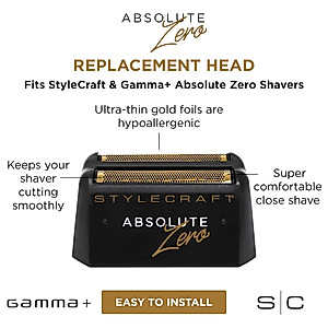 GAMMA+ Replacement Gold Titanium Shaver Foil Head fits the Absolute Zero Model Only