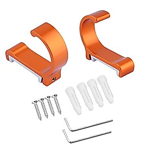 MroMax Wall Mounted Hook Robe Hooks Single Towel Hanger with Screws Aluminum Alloy Orange 2pcs