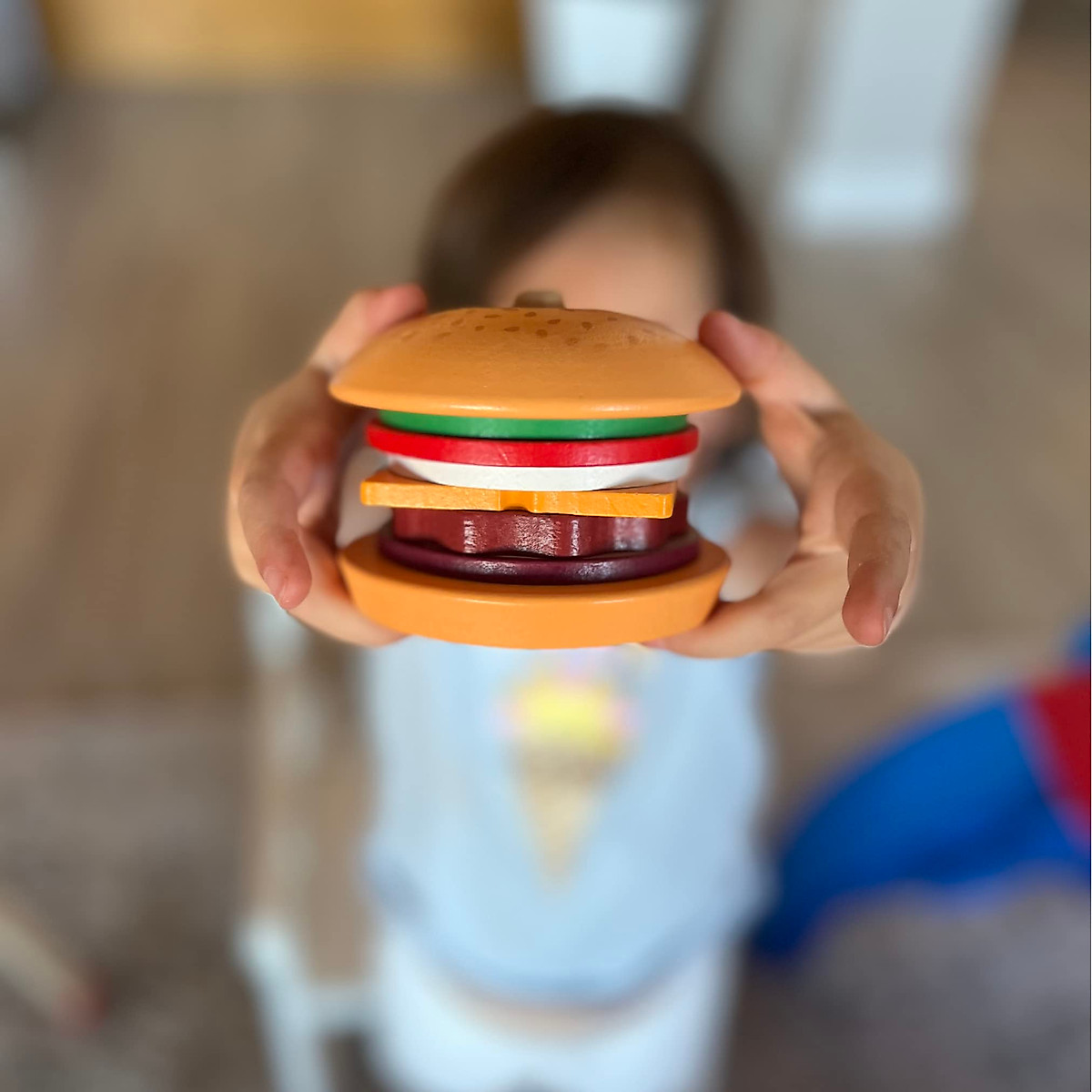 Montessori Mama Stacking Hamburger Toy, Create a Burger Sequencing Stacker, Food Stacking Toys Hamburger, Multi Cultural Play Food Sorting Toy