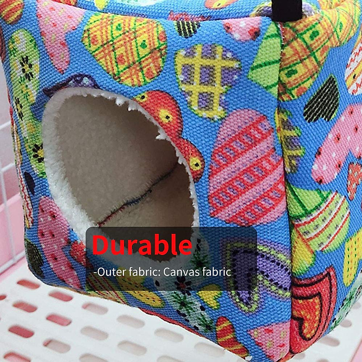 Oncpcare Cube Hamster Cotton Nest, Winter Warm Sugar Glider Bed House, Small Pet Plush Hanging Hammock for Birds Parrot Sugar Glider Ferrets Rat Hamster Squirrel Guinea Pig Chinchilla Marmosets Bunny