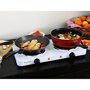 MegaChef Portable Dual Electric Countertop Burner Coil Cooktop Tabletop Stove
