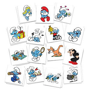Blue Gnome Smurf Themed Temporary Tattoos | Pack of 30 | MADE IN THE USA | Skin Safe | Party Supplies & Favors | Removable