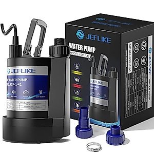 JEFLIKE 1/4HP Water Pump 1980GPH Utility Pump Sump Pump Submersible Thermoplastic Rotatable Handle for Hot Tub Basement Pond Pool Draining