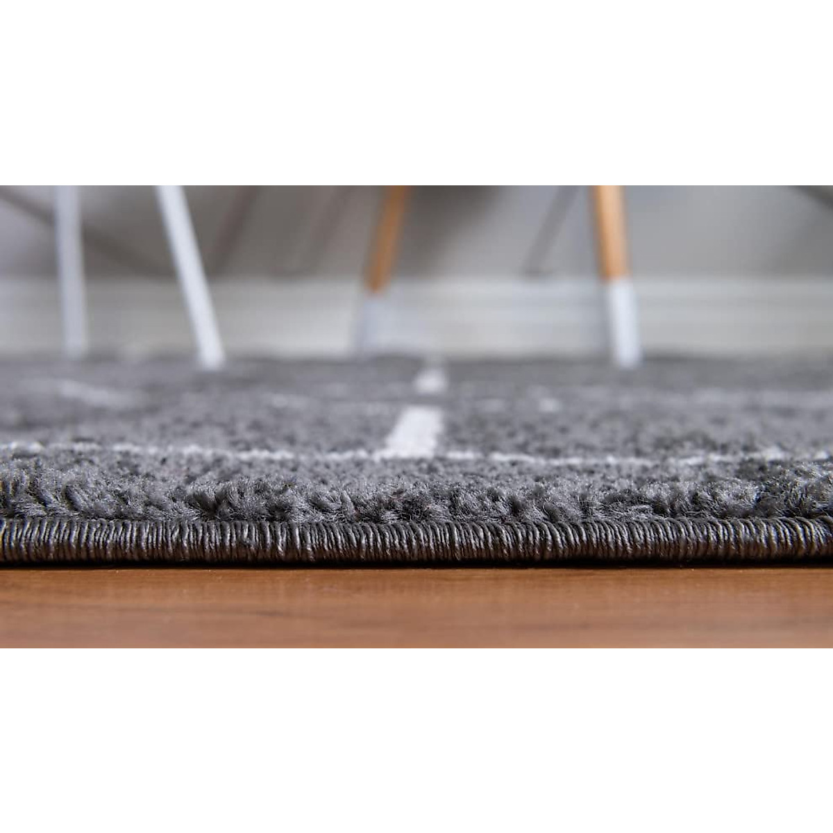 Unique Loom Trellis Frieze Collection Area Rug - Geometric (3' x 5' Oval, Dark Gray/ Ivory)