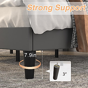 VECELO Twin Bed Frame with Upholstered Headboard, Platform Mattress Foundation with Strong Wooden Slats Support, No Boxing Spring Needed, Easy Assembly, Dark Grey