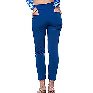 IBKUL Women's UPF 50+ Cooling Stain Resistant Ankle Pants - 72000 Navy Solid 10