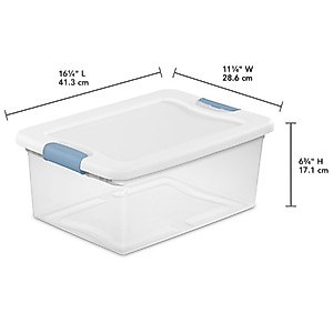 Sterilite 15 Qt./14 L Latching Box Clears, Quart, White, 12 Piece