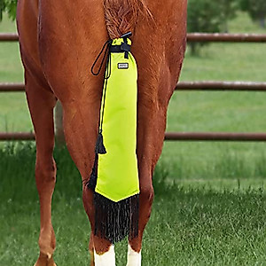 Harrison Howard Shinewell Horse Tail Bag with Toggle and Tassels-Fluorescent Green