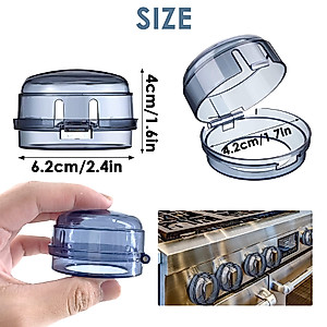 Zariocy 5 Pack Safety Stove Knob Covers, Black Clear Upgraded Unlock Safety Guards for Kitchen Gas and Oven, Stove Guard with Extra Adhesives, Large Universal Design to Protect Kitchen Security