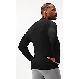 DEVOPS 2 Pack Men's Thermal Turtle Mock Neck Shirts, Compression Long Sleeve Tops (X-Large, Black/Black)