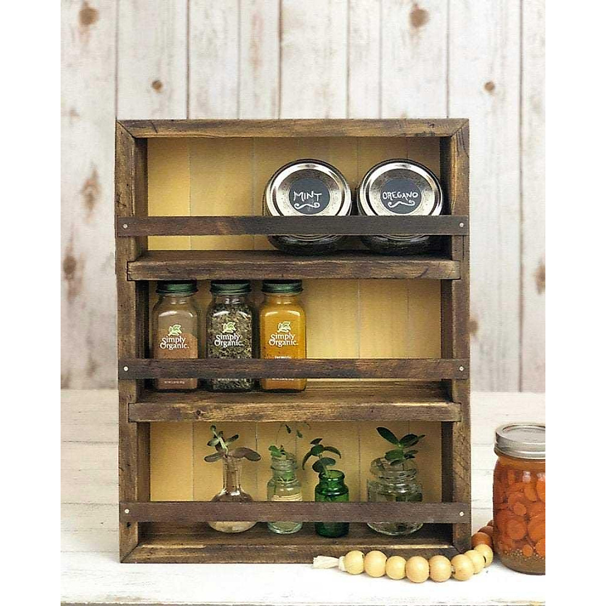 Mansfield Cabinet No. 104 - Solid Wood Spice Rack Cabinet Early American/Mustard Yellow