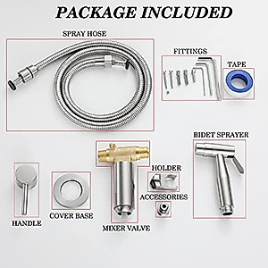 Handheld Bidet Sprayer for Toilet Warm Water, WiPPhs Stainless Steel Brushed Nickel Bidet Hand Held Sprayer with Brass Hot and Cold Mixing Valve, WI9138BN