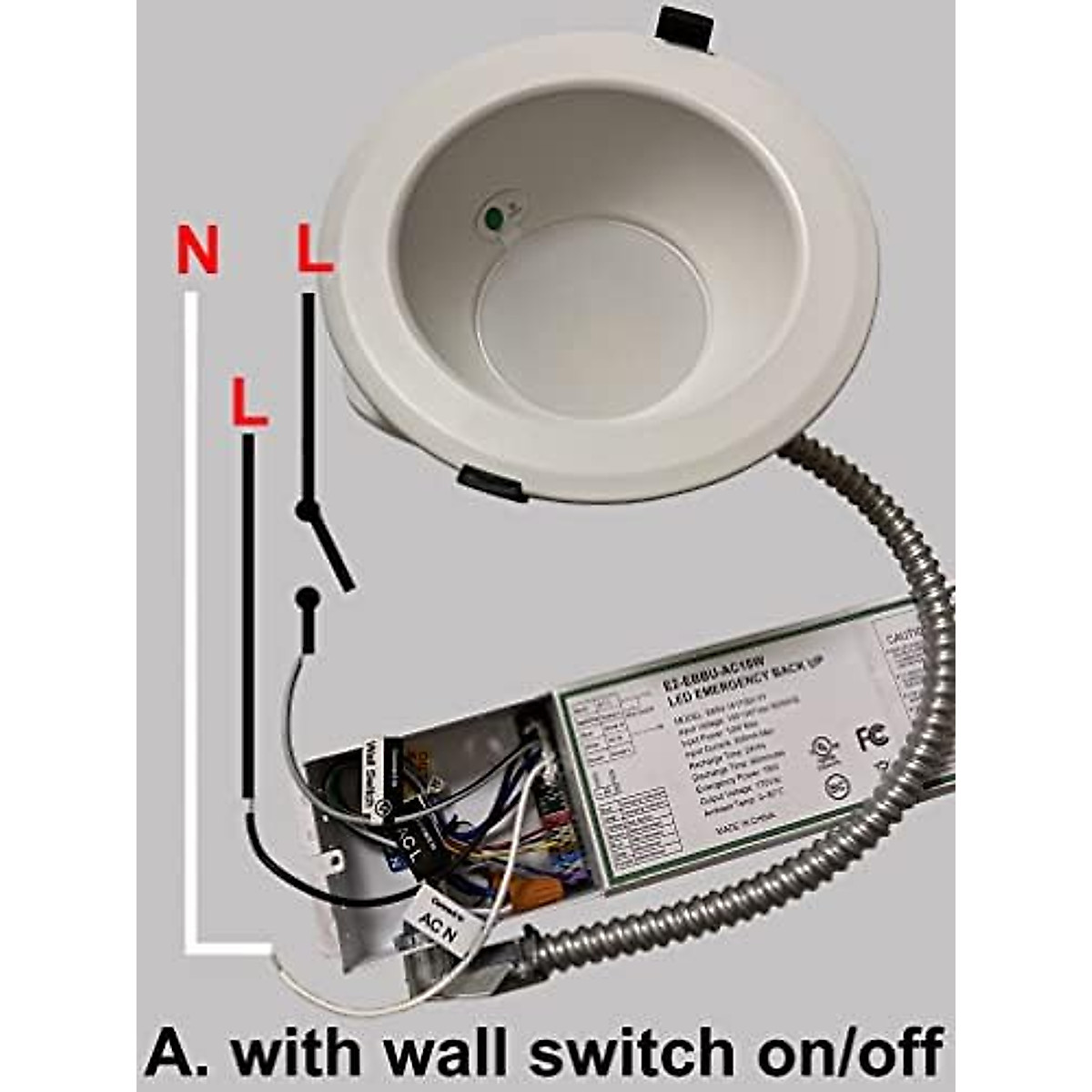 E2 Lighting Commercial Downlight, 6 Inch LED Panel, 3 CCT Tunable, Wattage Tunable 8W/12W/16W, 3000K/4000K/5000K, 15W Emergency Battery Backup, 90 Mins, 4 Pack, AC 100-277V, Recessed Light