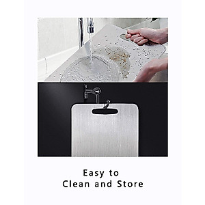 YEAVS Stainless Steel Cutting Board for Kitchen, Heavy Duty Chopping Board(Large,14.2"L x 9.8" W)