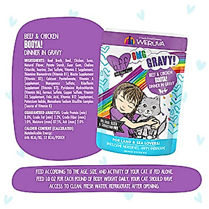 Weruva B.F.F. OMG - Best Feline Friend Oh My Gravy!, Booya! Beef & Chicken in Gravy Cat Food, 2.8oz Pouch (Pack of 12)