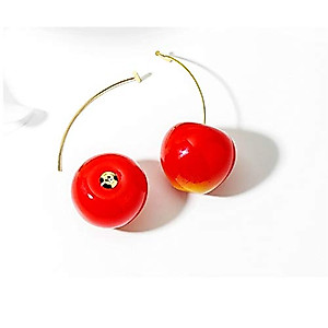 4 Pairs 3D Lifelike Red Cherry Dangle Drop Earrings Creative Assorted Cute Fruits Earring Charm Sweet Jewelry Set for Women (Red+WineRed)