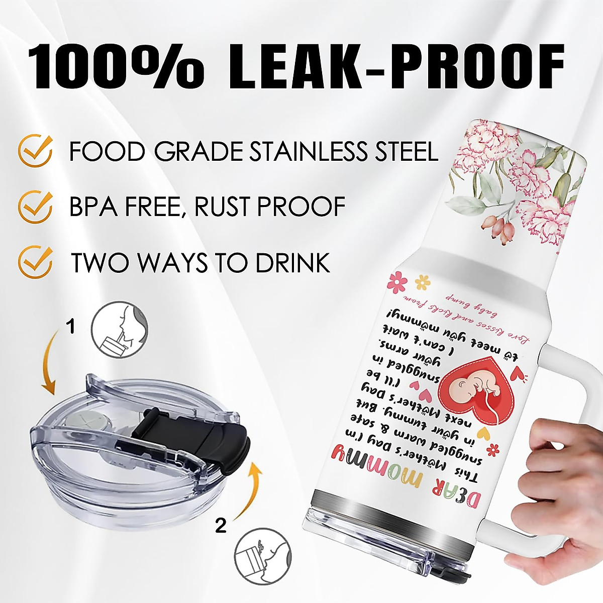 New Mom Gifts for Women, Mama, Wife - Best Mom Ever Tumbler 40oz - Baby Bump Gifts for Mom to Be - Gift for First Time Moms - Pregnant Gifts for Women - Birthday, Mothers Day Gifts for Expecting Mom