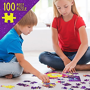 Glow in The Dark 100 Piece Galaxy Puzzle for Kids - Space Jigsaw Puzzles Toys for Boys & Girls Ages 6-8 - Christmas Birthday Gifts for Age 6 7 8 Year Old Toddler Boy Girl Gift - Planet Toy