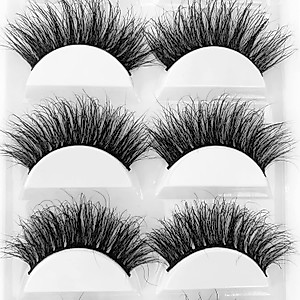 3D Mink Lashes,100% Real Siberian Mink Fur Lashes,Dramatic Cat-Eyes Look,Natural Fluffy Volume Long Wispy Totally Cruelty-Free,Reusable &Handmade Fake Eyelashes 5 Pairs (A11)