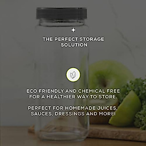 JoyJolt Glass Juice Bottles, 16 oz Glass Bottles with Caps. Set of 8 Juice Containers with Lids for Fridge, and Labels for Juice Jars. Glasses for Juice, Cold Brew Bottles, Smoothie Jars