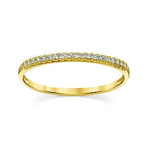Tesori & Co 10k Yellow Gold Lightweight Dainty CZ Wedding Stackable Band Size 6