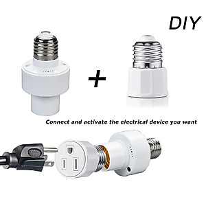 Motion Sensor Light Socket, Radar Motion Screw LED CFL Incandescent Bulb Adapter, Outdoor Indoor Garage Light, for Basement