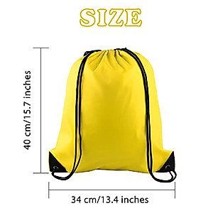 KUUQA 2 Pcs Yellow Drawstring Backpack Drawstring Bag Bulk Sports Cinch Bags String Backpack Storage Bags for Gym Traveling
