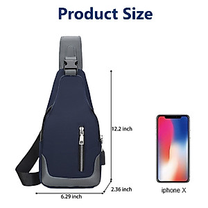 Sling Backpack with USB Charging Port, Chest Bag Crossbody Daypack Shoulder Bag for Women & Men, Hiking, Cycling, Travel #2 Blue