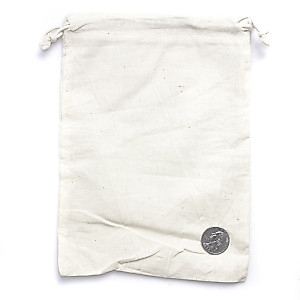 Knitial 6"x9" Natural Cotton Muslin Drawstring Bags Multipurpose 25 Bag Pack