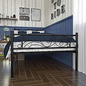 Weehom Metal Bed Frame Twin with Bed Storage,No Box Spring Needed,Heavy Duty Steel Slats Support for Boys Girls Teens Students Adults Black