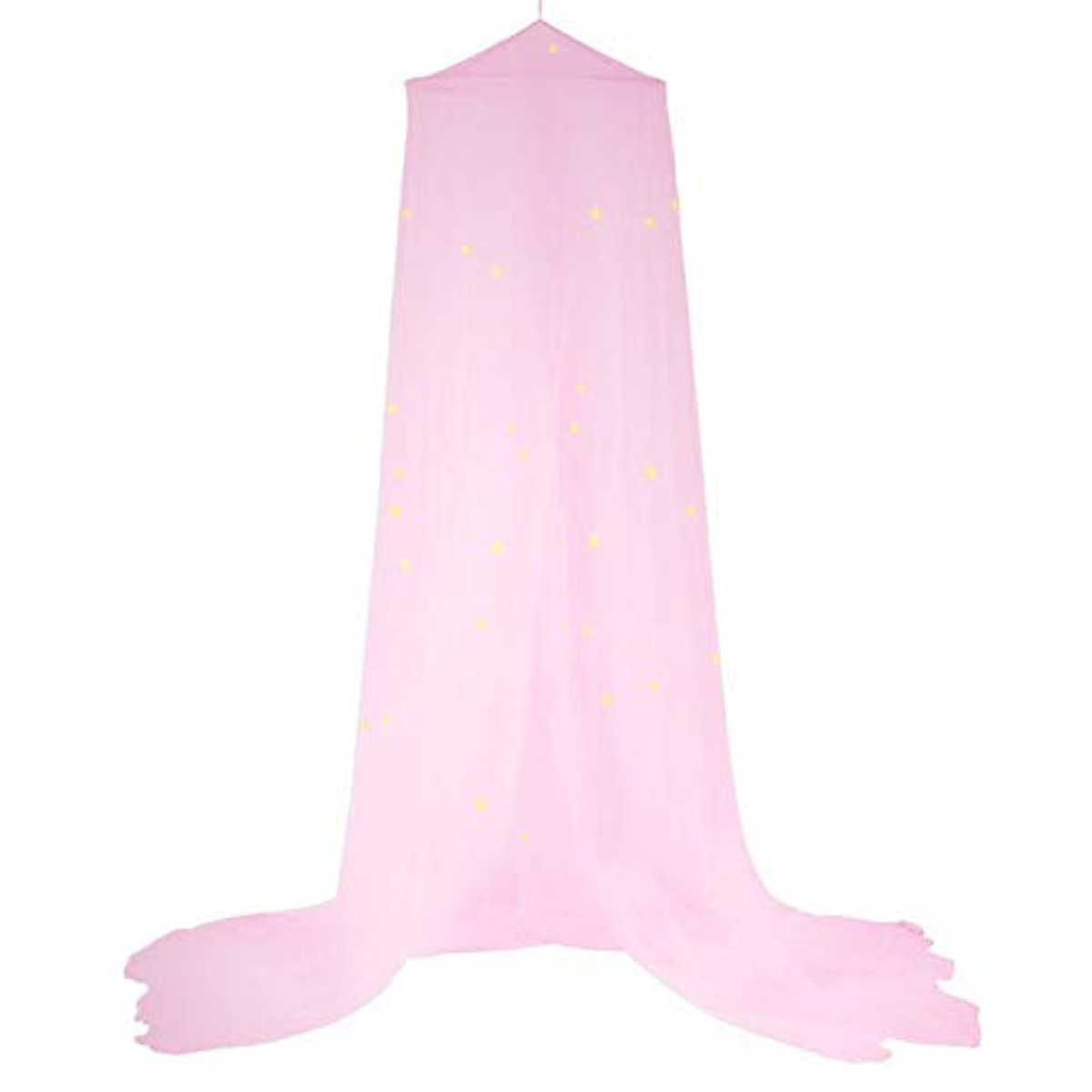 BCBYou Bed Canopy Mosquito Net with Fluorescent Stars Glow in Dark for Baby, Kids, and Adults, for Cover The Baby Crib, Kid Bed, Girls Bed Or Full Size Bed (Pink)