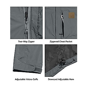 Little Donkey Andy Men's Waterproof Rain Jacket Windproof Light Jacket, Breathable Outdoor Rain Shell with Hood for Hiking Travel Golf Grey M