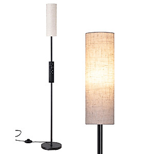 EDISHINE LED Corner Floor Lamp for Living Room, 65" Standing Tall Reading Lamp with Remote, Minimalist Dimmable Pole Lighting for Bedroom, Office, Kids Room, Bulb Included, 2700K-6000K (Black)