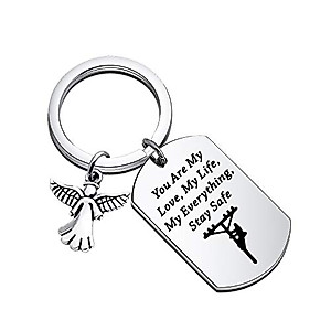 FEELMEM Lineman Prayer Keychain Stay Safe Gift from Lineman Wife Girlfriend Lineworker Electric Cable Lineman Be Safe Gifts