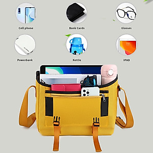 SIMTOP Crossbody Messenger Bag iPad Bag Shoulder Messenger Bag Durable Crossbody Shoulder Bag for Commuters and Travelers Water Resistant Scratch and Wear Eesistance Versatile YKK Zipper. (Yellow)