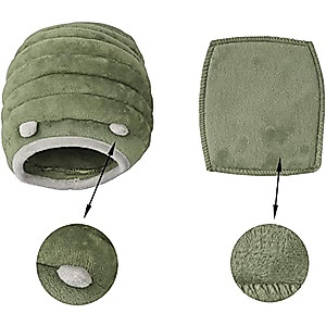 FOUUA Guinea Pig Bed, Hedgehog Hamster Hideout Warm House with Bed Mat, Cotton Caterpillar Shape Small Animals Habitat Supplies for Chinchilla, Hamster, Sugar Glider, Squirrel, Bearded Drago