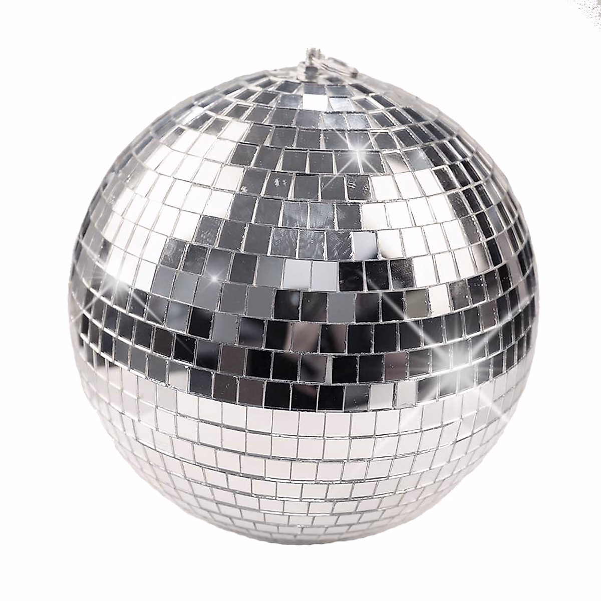 Boshen 10" Disco Mirror Ball with Hanging Ring Silver Party Disco Ball Light for Party Xmas DJ Stage Lighting Effect