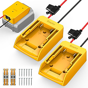 Ecarke Power Wheels Adapter for Dewalt 18V/20V DCB201 DCB205 ect Lithium Battery with Fuse & Wire terminals Power Convertor Dock Power Connector for Rc Toy Car,12 Gauge Robotics,Rc Truck,DIY(Upgrade)