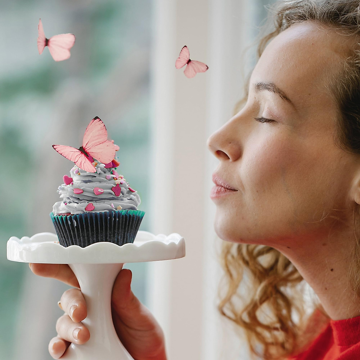 Sugar Robot Edible Butterflies for Cake Decorating - Small Pastel Pink Butterfly Cake Toppers and Cupcake Toppers - Decoration Made in the USA - Premium Crafted (Pink)