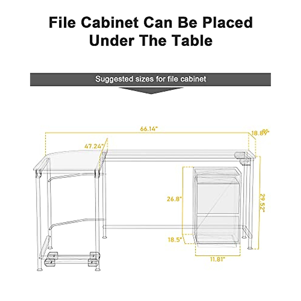 Teraves Modern L-Shaped Desk 66'' Corner Computer Desk Home Office Study Workstation Wood & Steel PC Laptop Gaming Table (Large, Black Oak)