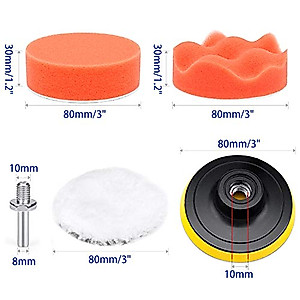 Awpeye 26PCS Buffing and Polishing Pads Kit 3Inch & 5Inch with Buffing Wheel for Drill Foam Polisher Pad for Car Waxing, 1/4 Inches Hex Shafts White Flannelette Polishing Wheel
