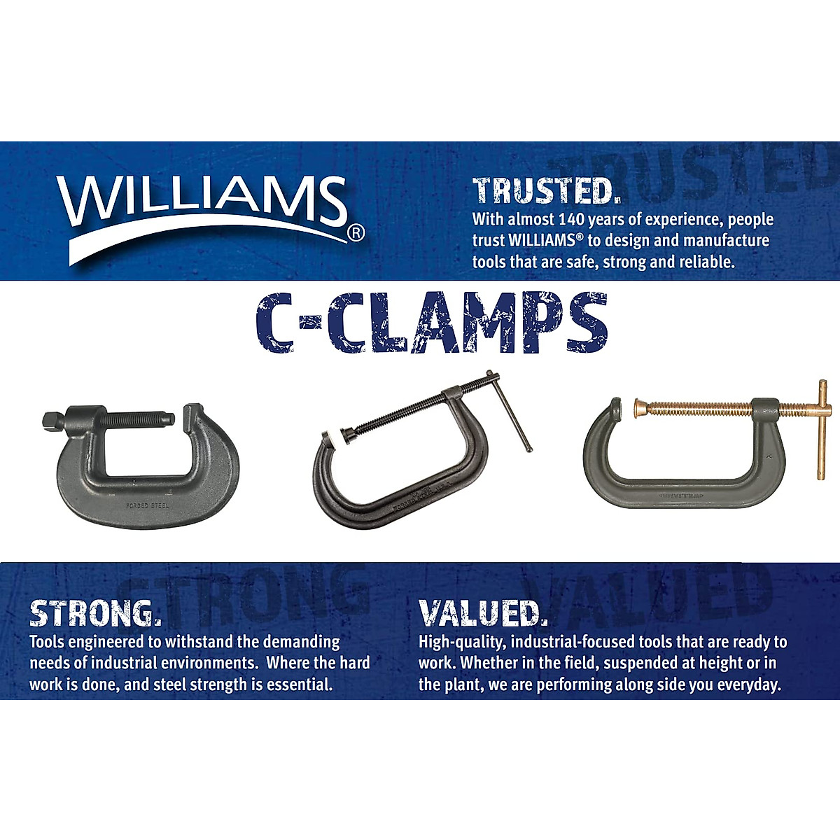 Williams CC-408S 8-Inch Drop Forged C Clamp , Black