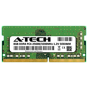 A-Tech 8GB DDR4 3200 MHz SODIMM PC4-25600 (PC4-3200AA) CL22 Non-ECC Laptop RAM Memory Module