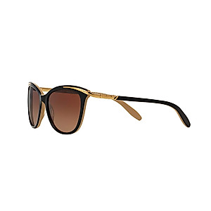 Ralph by Ralph Lauren Women's RA5203 Cat Eye Sunglasses, Shiny Black On Nude & Gold/Polarized Gradient Brown, 54 mm