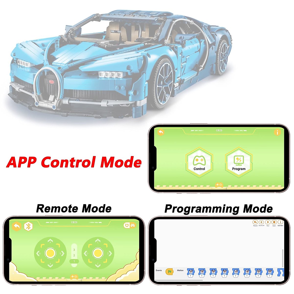 Motor and Remote Control Set for Lego Technic Chiron 42083 Race Car, Compatible with Lego 42083 (Model Not Included)