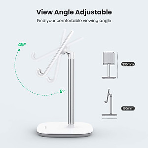UGREEN Tablet Stand Holder Adjustable Desktop Holder Dock Riser Compatible for iPad 10.2 Inch iPad Air 10.5 iPad Mini 4 3 2 E-Book Reader Max 12.9 Inch White