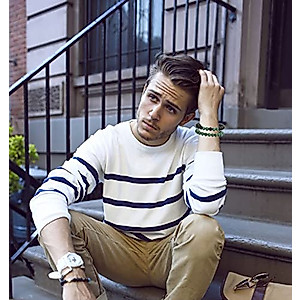 SONNYX 12PCS Beaded Bracelet for Men Women 8mm Adjustable Lava Rock Stone Bracelet Essential Oil Anxiety Aromatherapy Bracelets Jewelry Gifts(Adjustable)